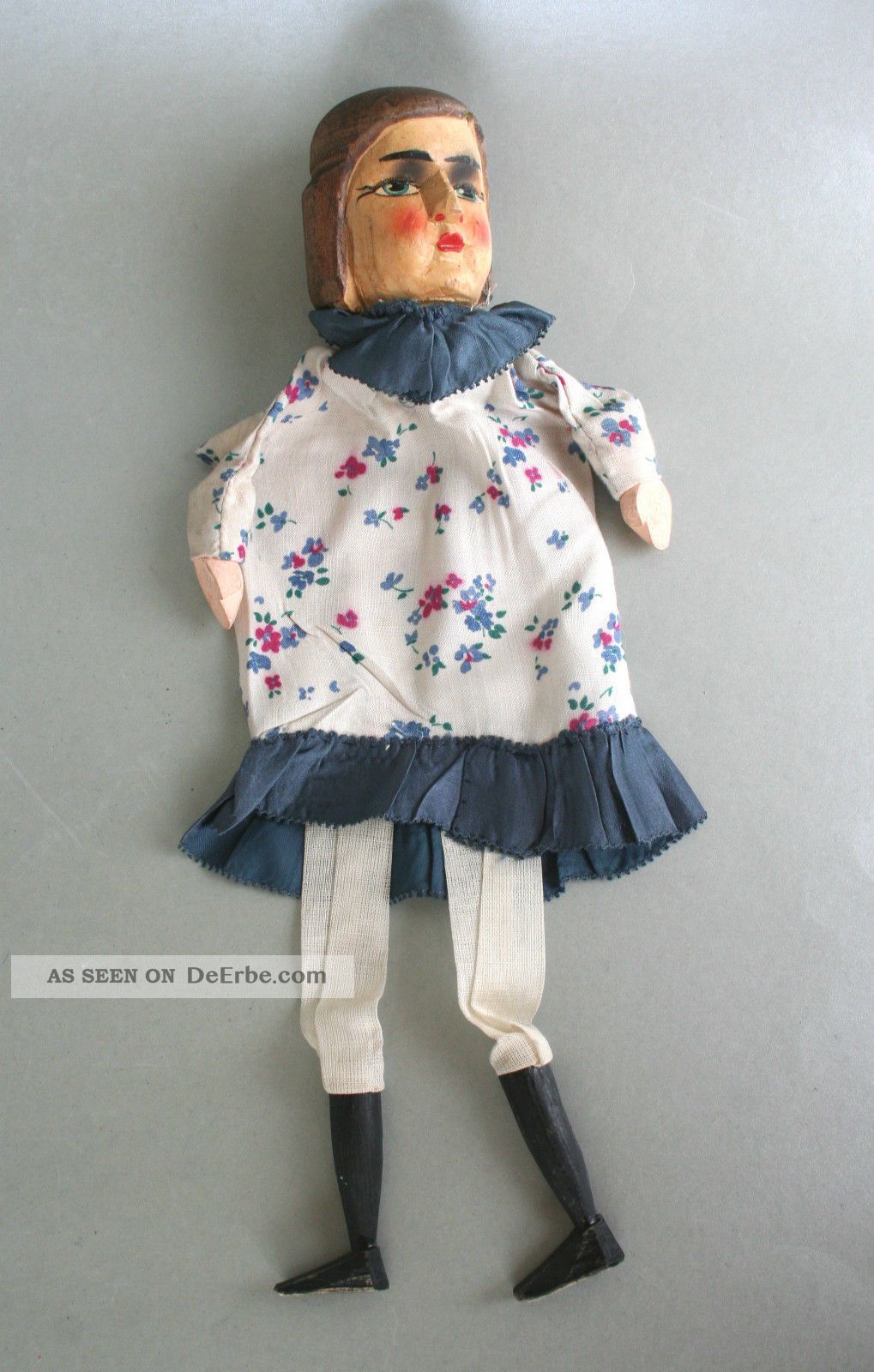 Kasper - Puppe Großmutter, Geschnitzter Holzkopf, Alte Handpuppe ...