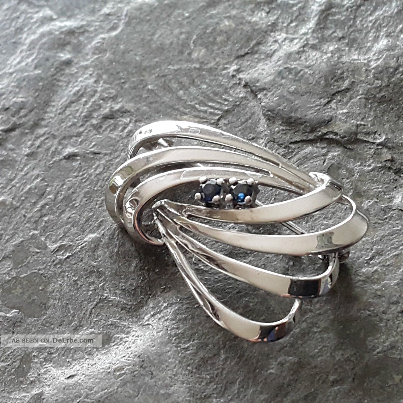 Brosche Saphirbrosche 925 Silber Theodor Klotz, Pforzheim Blaue Saphir ...