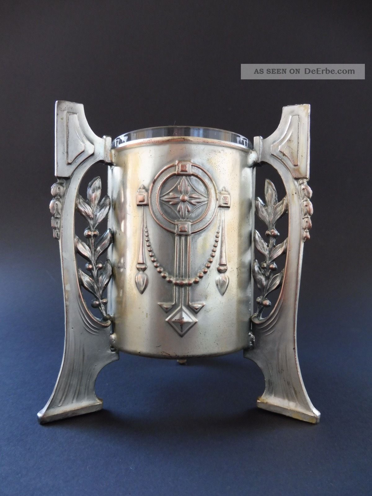 Jugendstil Vase Versilbert Floral Glas Art Nouveau Secessionist Design ...