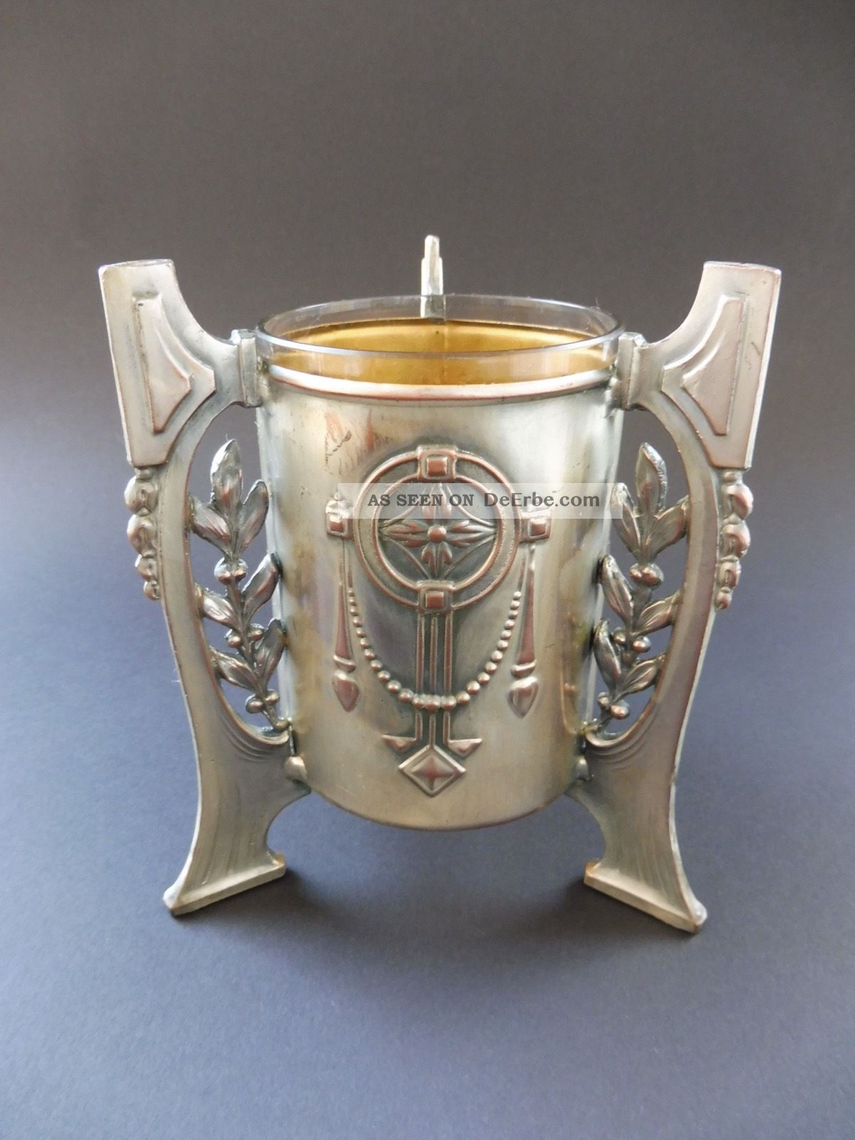 Jugendstil Vase Versilbert Floral Glas Art Nouveau Secessionist Design ...