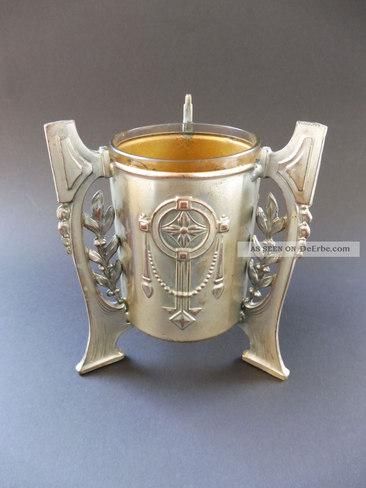 Jugendstil Vase Versilbert Floral Glas Art Nouveau Secessionist Design ...