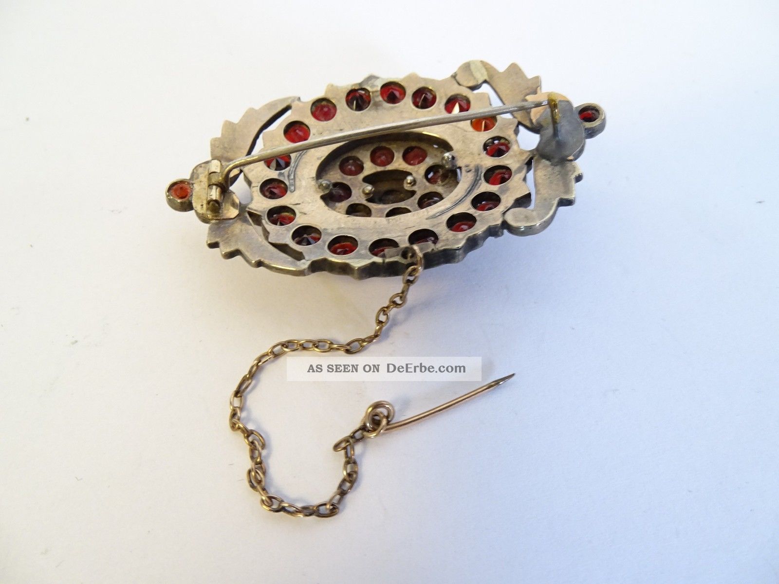 Herrliche Antike Große Brosche Mit Böhmischen Granaten Viele Rote ...